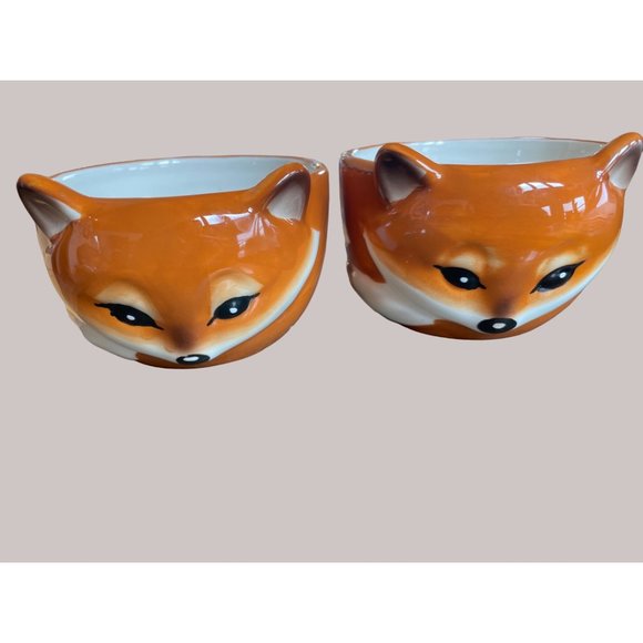 Dining | 2 Fox Bowls 3d Mug Fox Hunt Trinket Keepers Animal Faces Cute ...